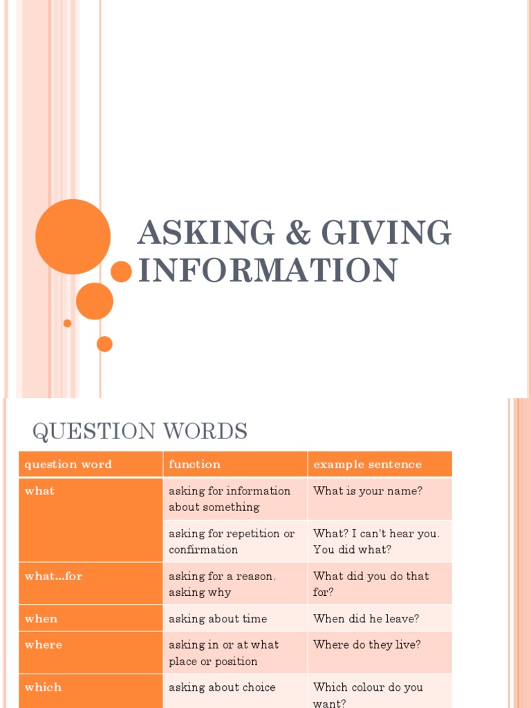 Asking & Giving Information-1 | PDF
