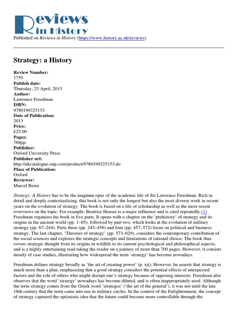 Strategy - A History - Freedman Book 2013 - Review by Berni 2015 | PDF ...