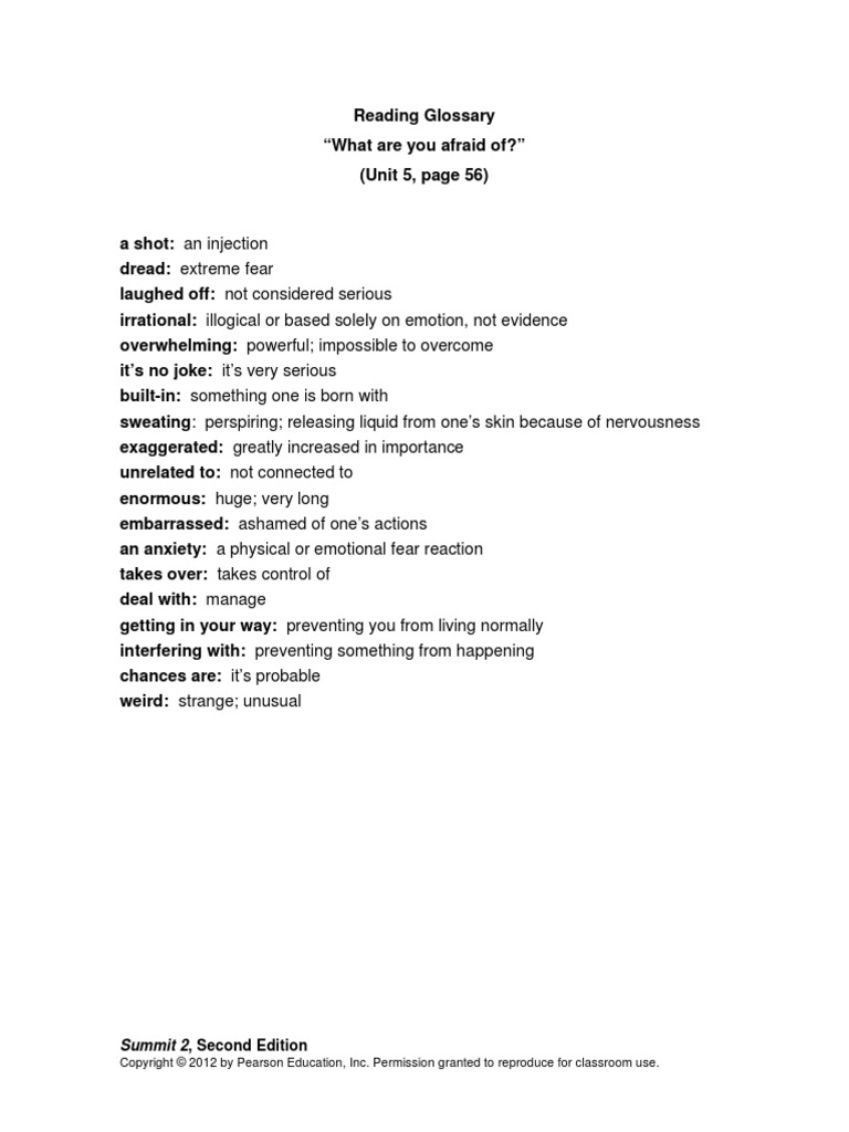 UNIT 05 Reading Glossary | PDF