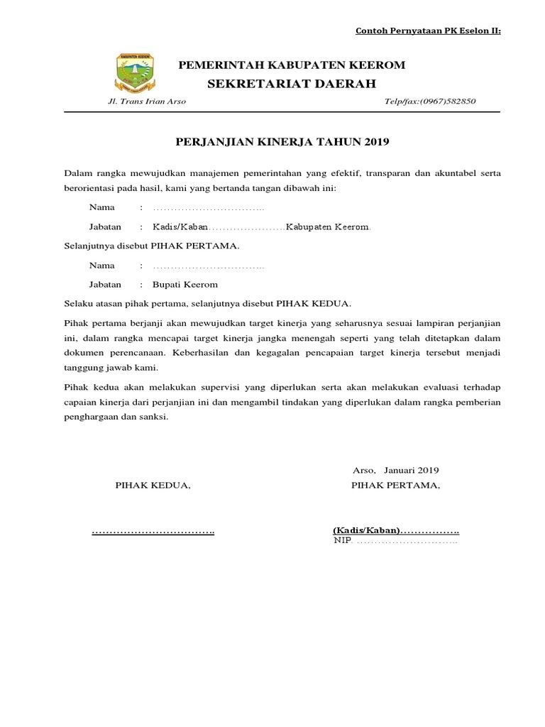 Contoh Pernyataan PK Eselon II | PDF