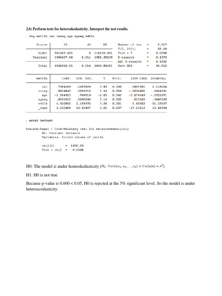 Heteroskedasticity Test Results Explained | PDF