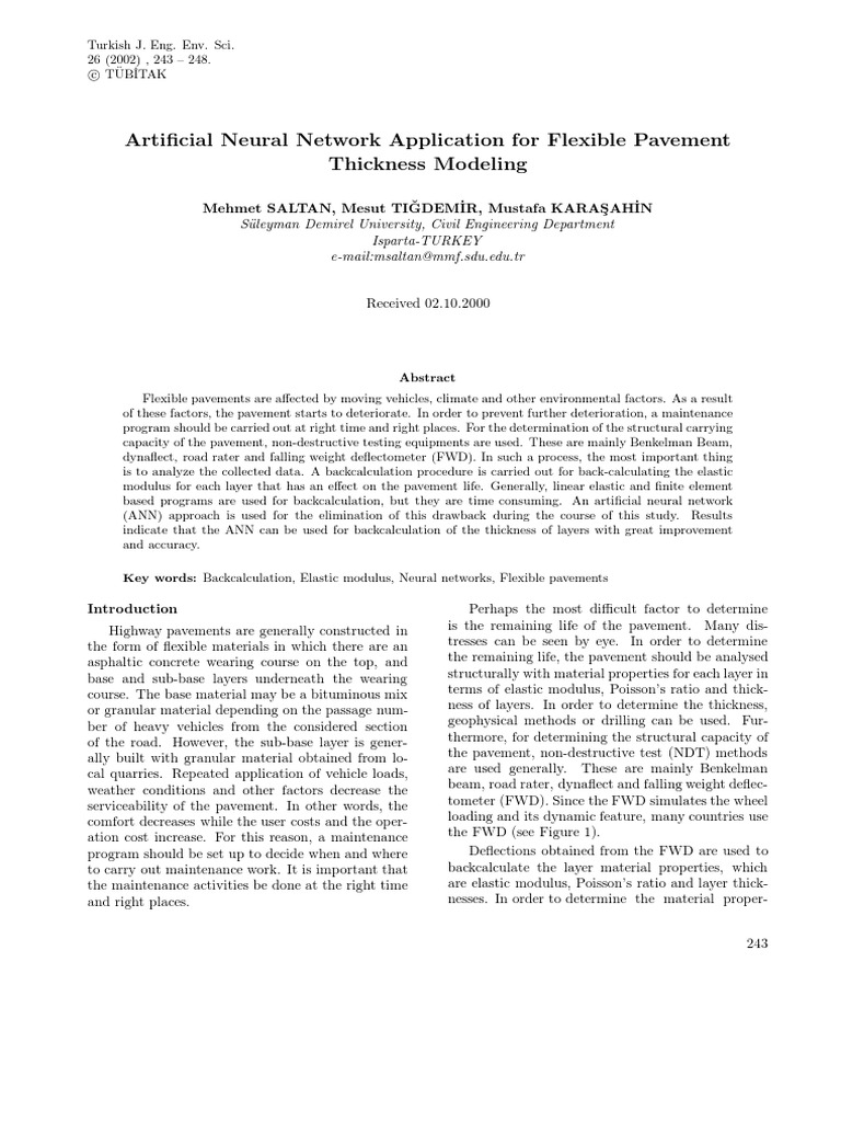 0 Artificial Neural Network Application For Flexible Pavement Thickness Modeling | PDF ...
