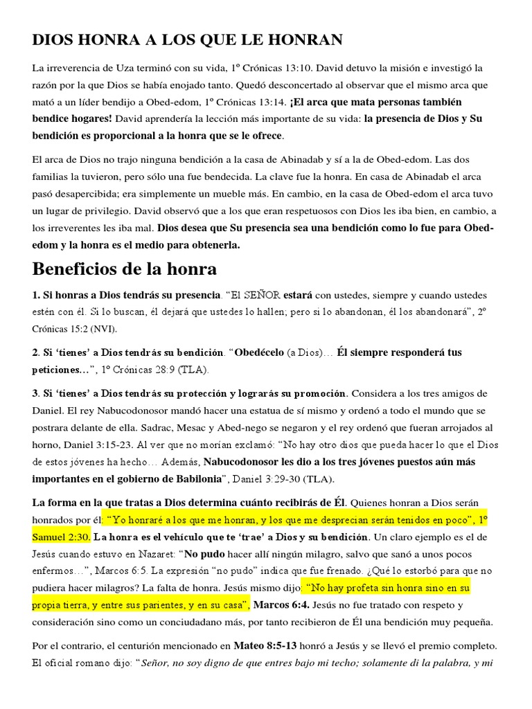 Dios Honra A Los Que Le Honran | PDF | Daniel (figura bíblica) | Jesús
