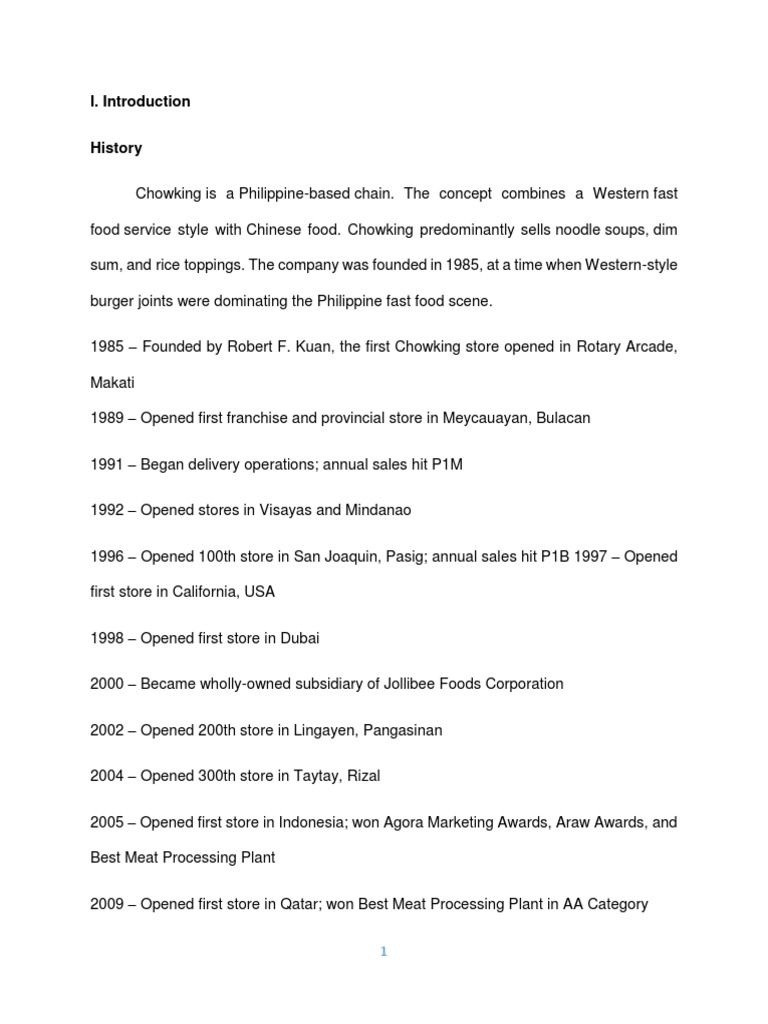 CHOWKING | PDF | Food And Drink | Foods