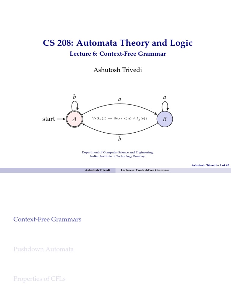 Automata CFG | PDF | Parsing | Areas Of Computer Science Automata CFG | PDF | Parsing | Areas Of Computer Science