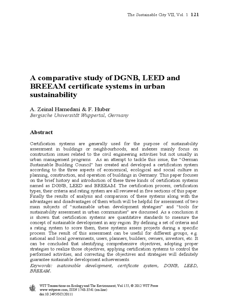 DGNB Vs LEED Vs BREEAM (2012) PDF | PDF | Leadership In Energy And ...