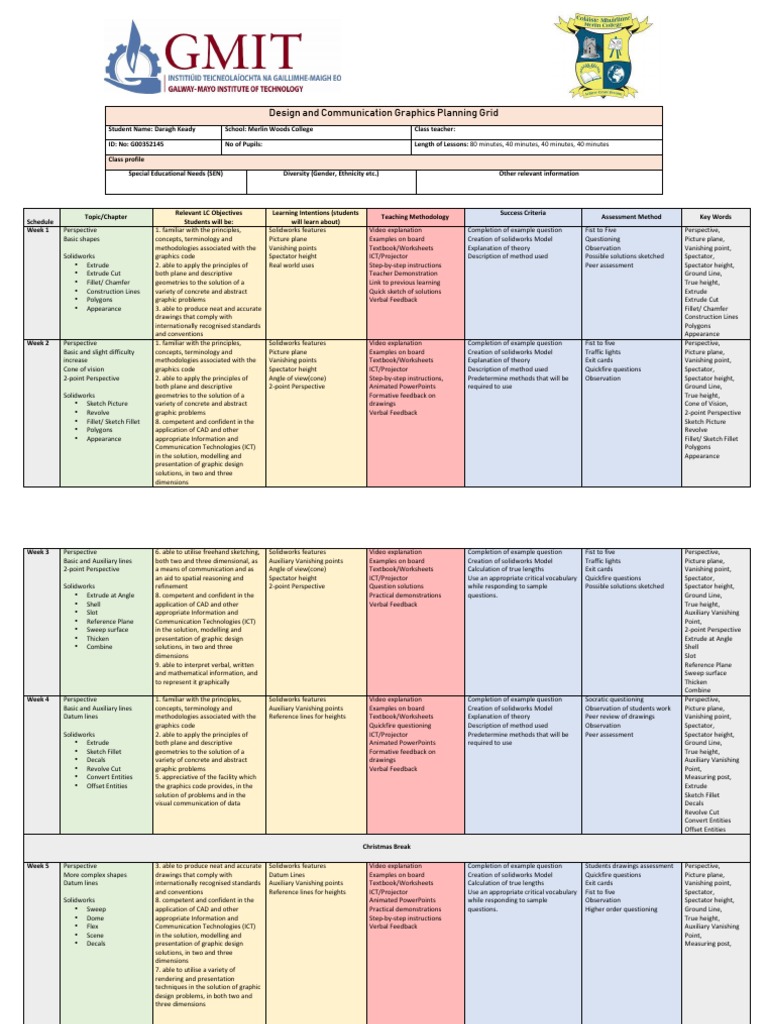 Planning Grid Leaving Cert DCG Prespective 2019 | PDF | Perspective ...