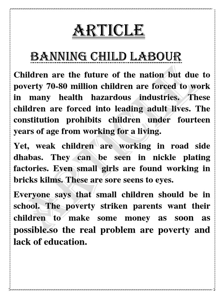 The Harsh Realities of Child Labor: Poverty, Lack of Education, and ...