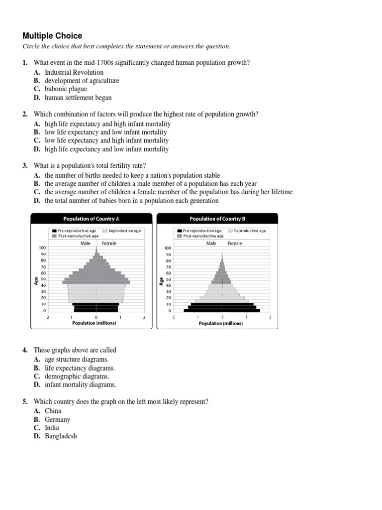 Population Growth and Dynamics Quiz | PDF | Life Expectancy ...