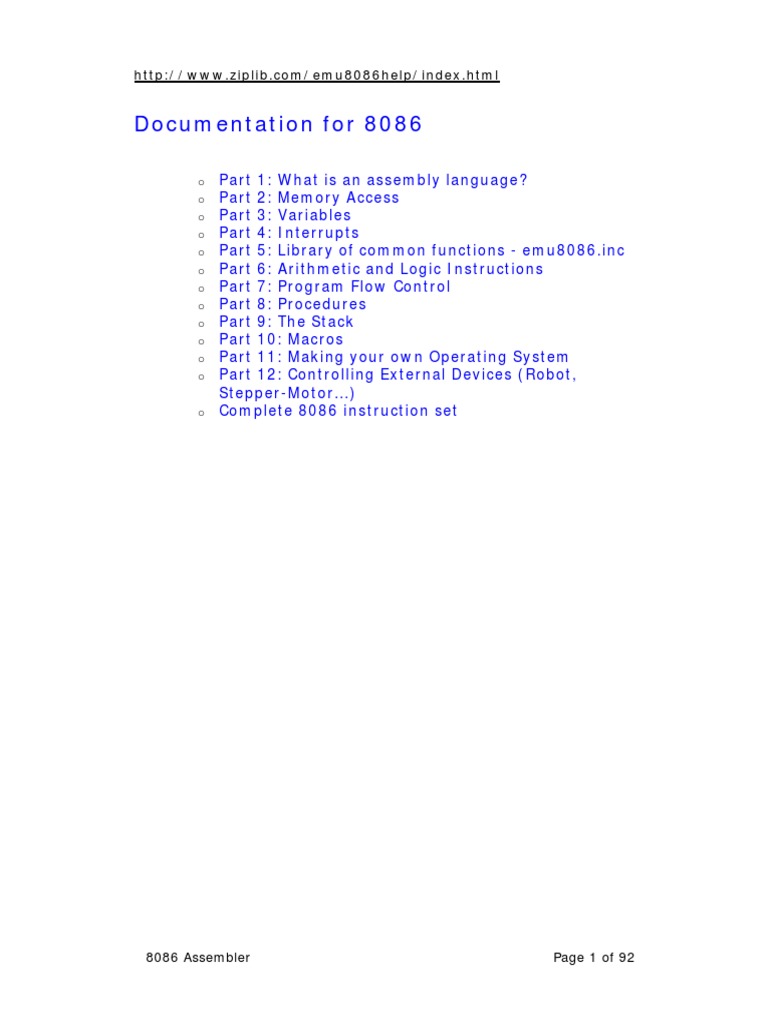 Tutorial EMU8086 | PDF | Assembly Language | Subroutine