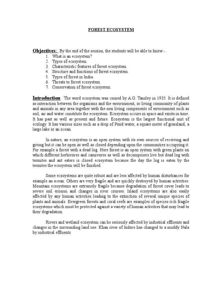 Forest Ecosystem Pdf Ecosystem Forests