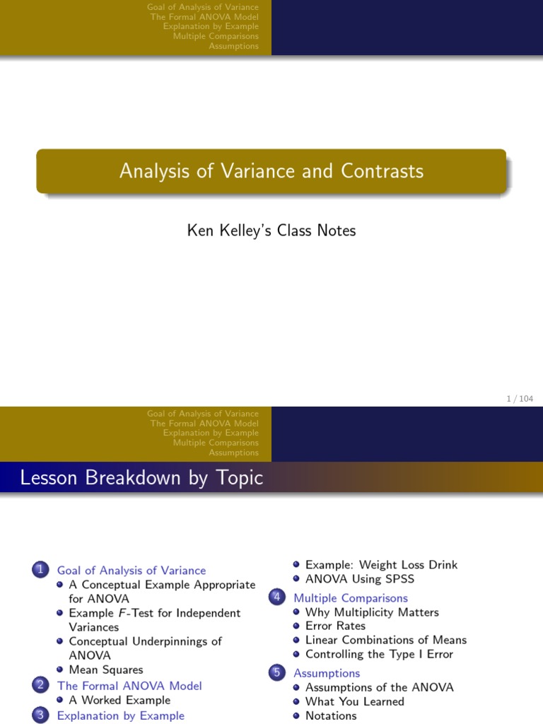 Analysis of Variance and Contrasts: Ken Kelley's Class Notes | PDF ...