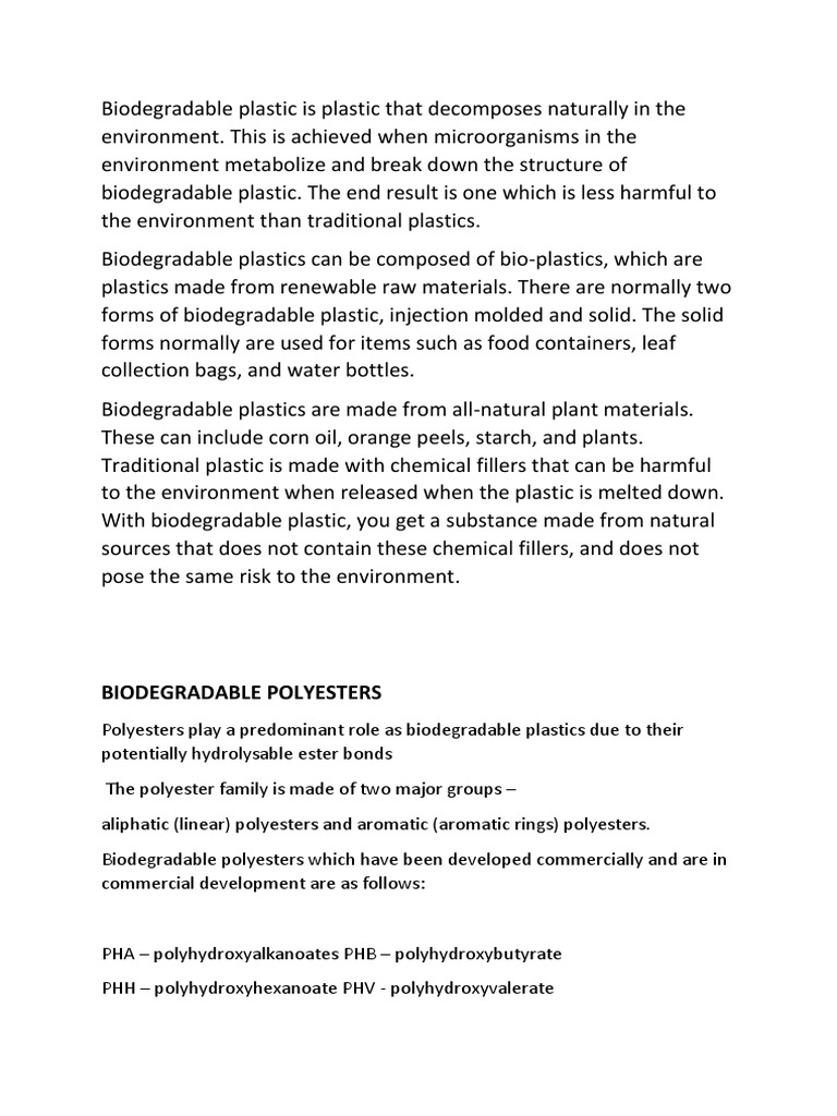 Benefits of Biodegradable Plastics | PDF | Biodegradation | Plastic