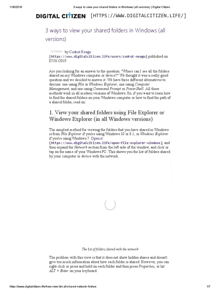 3 Ways To View Your Shared Folders in Windows (All Versions) - Digital ...