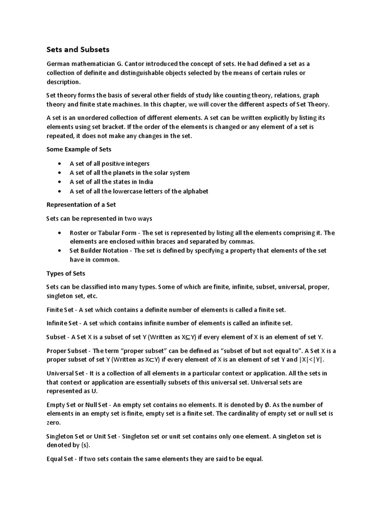 Sets and Subsets: Some Example of Sets | Download Free PDF | Set ...