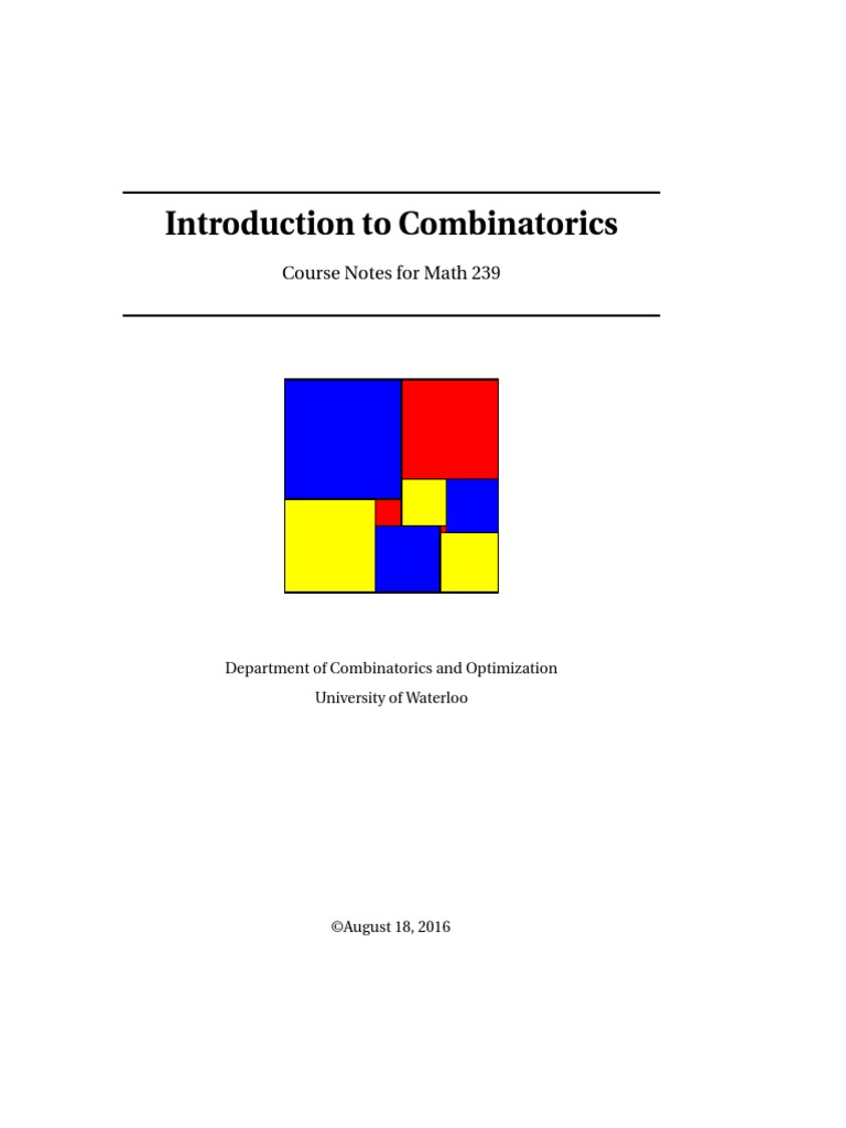 Introduction To Combinatorics Course Notes Pdf Pdf Function