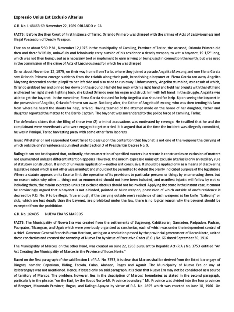 Expressio Unius Est Exclusio Alterius | PDF | Statutory Interpretation ...