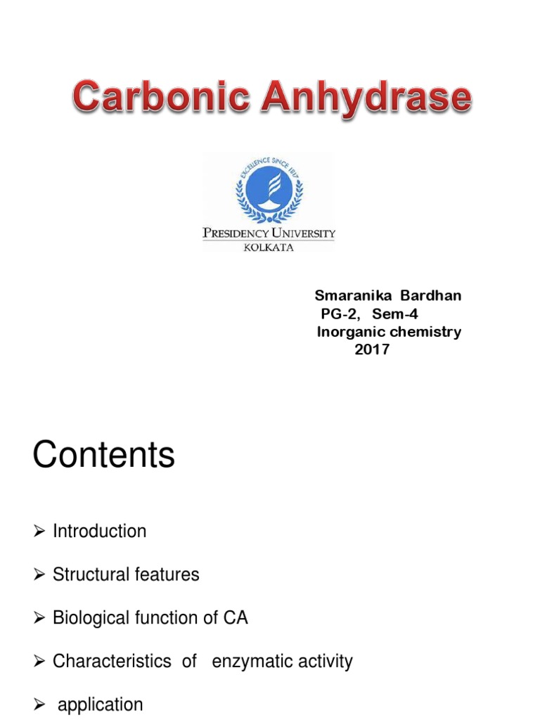 Carbonic Anhydrase-Smaranika | PDF | Enzyme | Carbon Dioxide