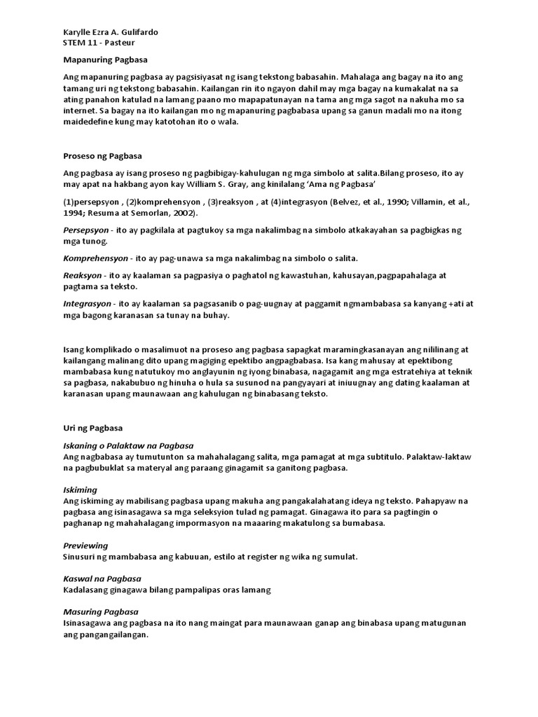 Mapanuring Pagbasa | PDF