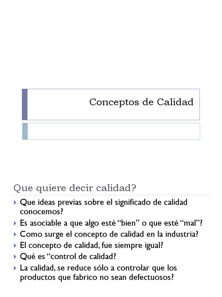 Conceptos de Calidad | PDF | Gestión de la calidad | Calidad (comercial)