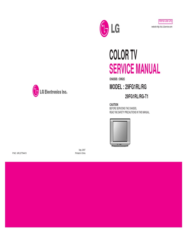 LG 29FG1RL 12950 Chassis CW-62C Manual de Servicio | PDF | Resistor ...