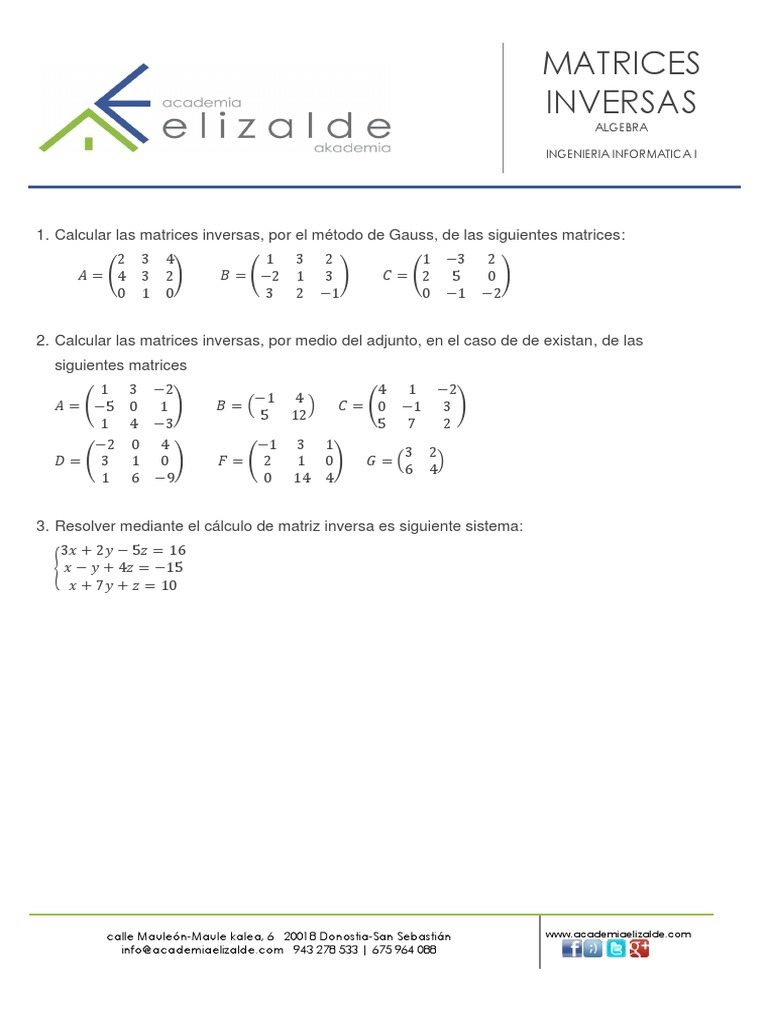 16 Matriz Inversa | PDF