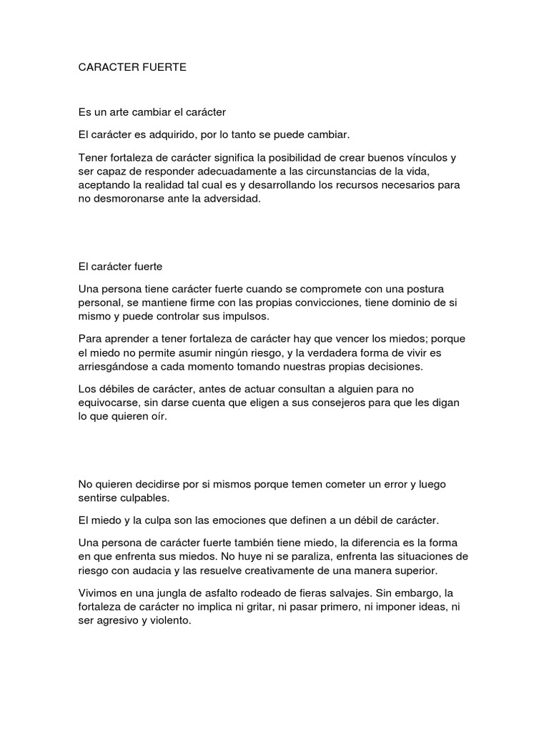 Fortalece tu Carácter Fuerte | PDF | Las emociones | Felicidad