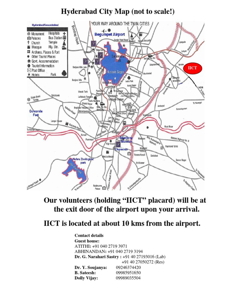 Hyderabad City Map (Not To Scale!) : Contact Details Guest House | PDF