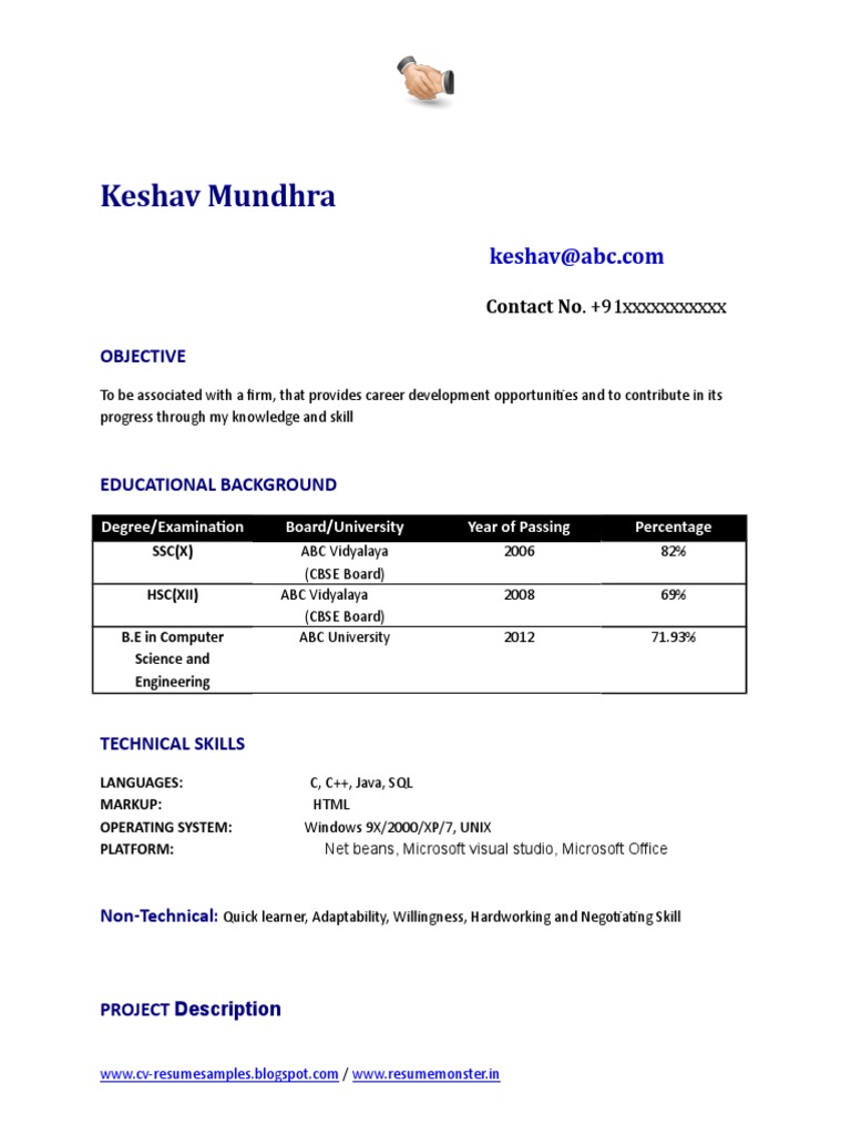 Fresher Computer Science Engineer Resume Sample | PDF | Software ...