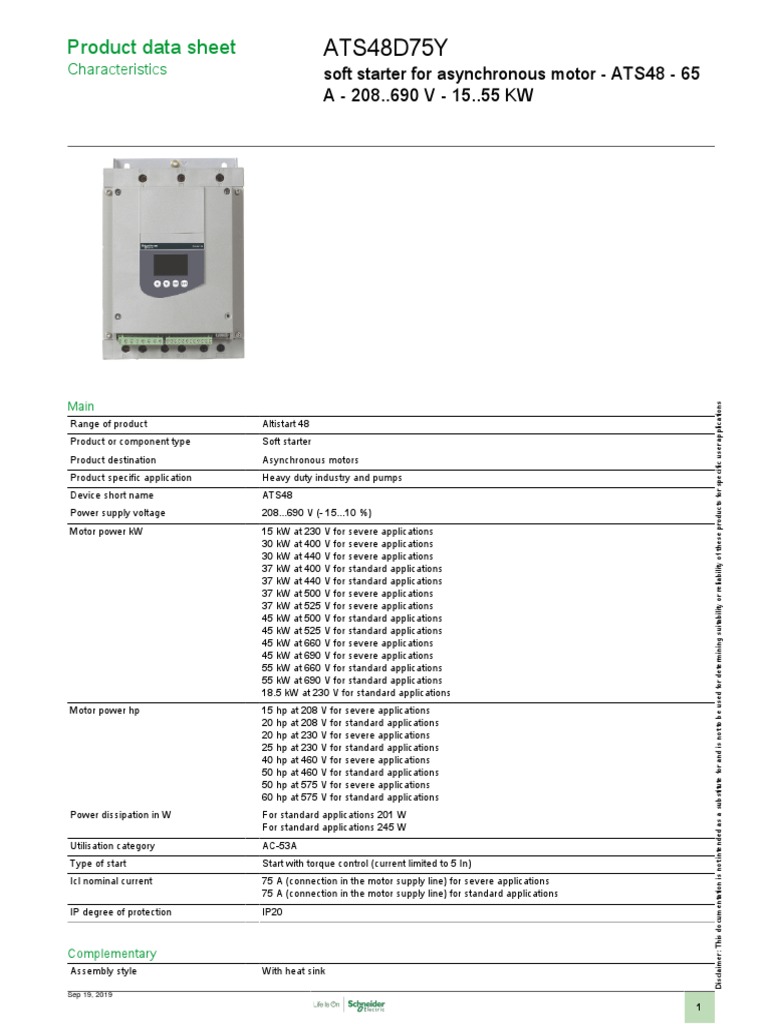 Altistart 48 - ATS48D75Y | PDF | Relay | Power Supply
