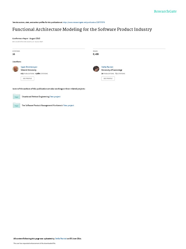 Functional Architecture Modeling for the Software Product Industry: A Proposed Method for ...