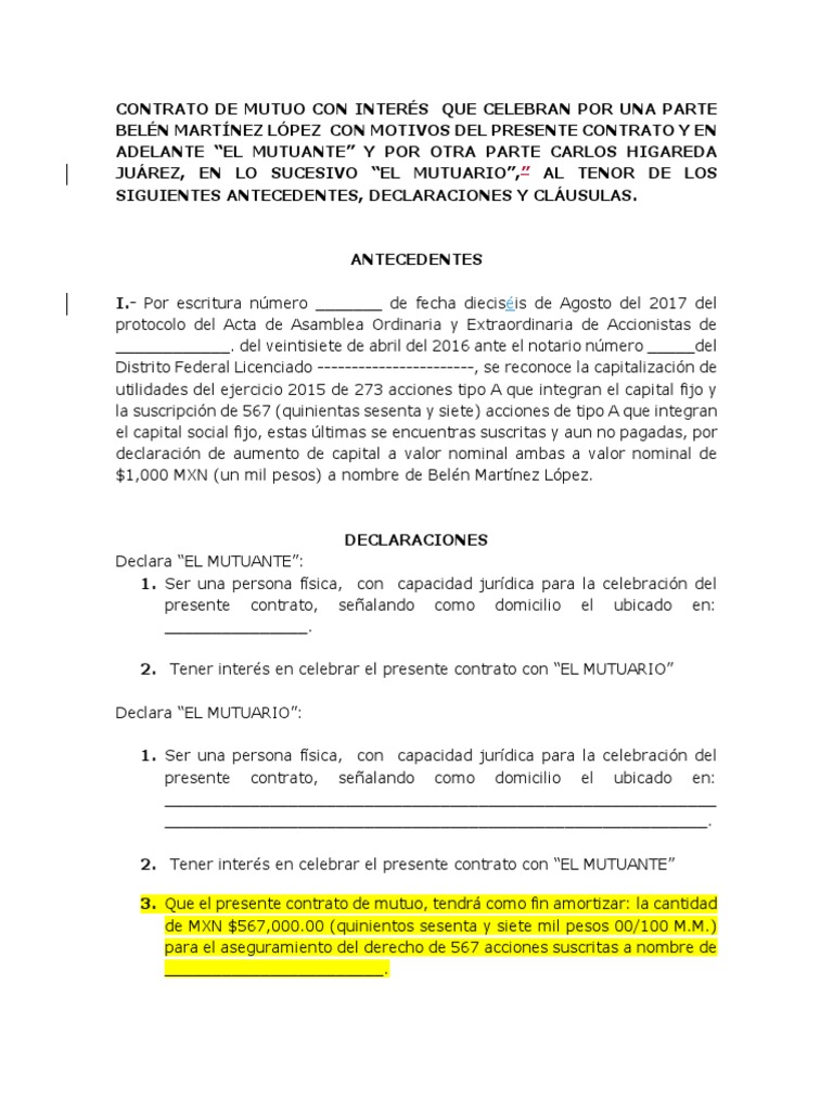 Contrato de Mutuo Con Interés | PDF | Justicia | Crimen y violencia