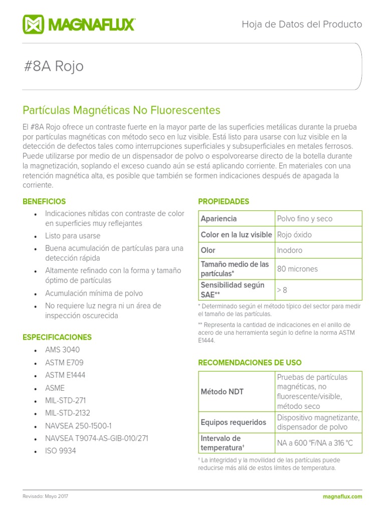 Hoja de Datos Magnaflux | PDF | Materiales | Química
