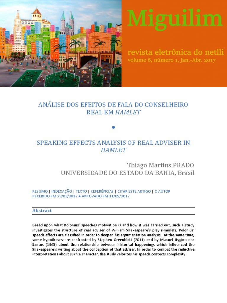 Analise Do Personagem Polônio | PDF | Aldeia | William Shakespeare