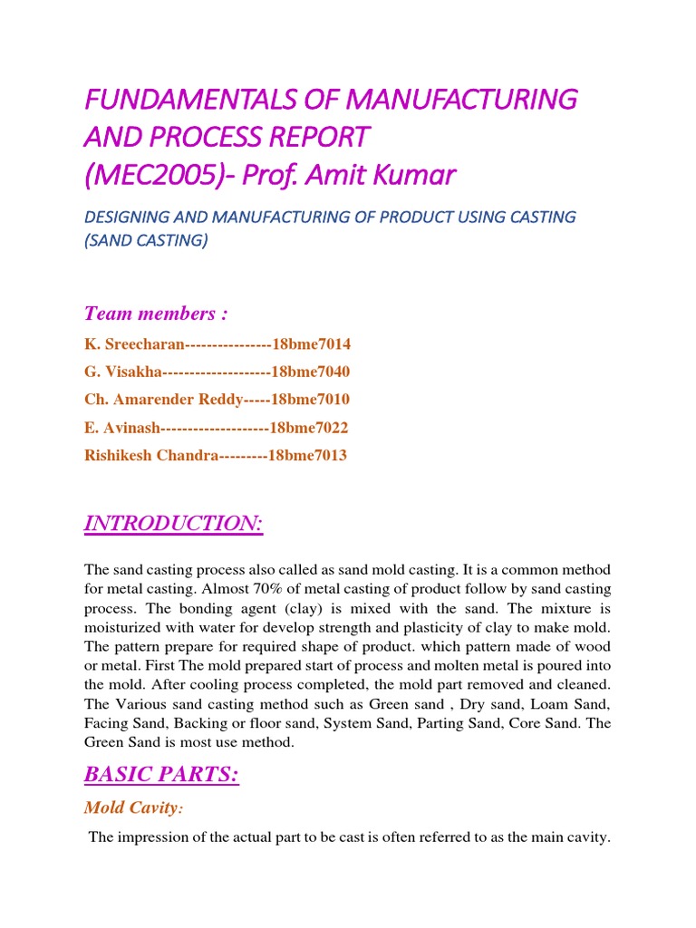 Fundamentals of Manufacturing and Process Report (Group - 4) | PDF ...