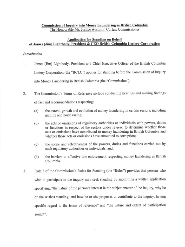 019 James Lightbody Application For Standing Dated September 5, 2019 ...