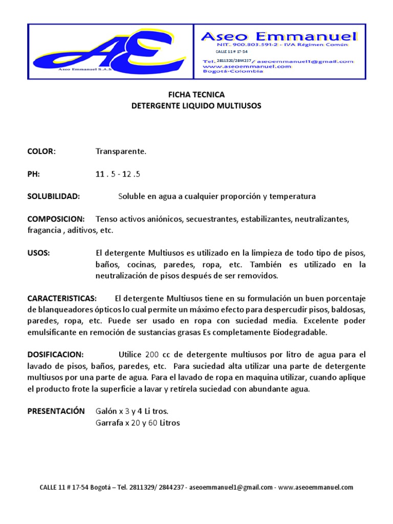 Detergente Líquido Multiusos Eficaz | PDF