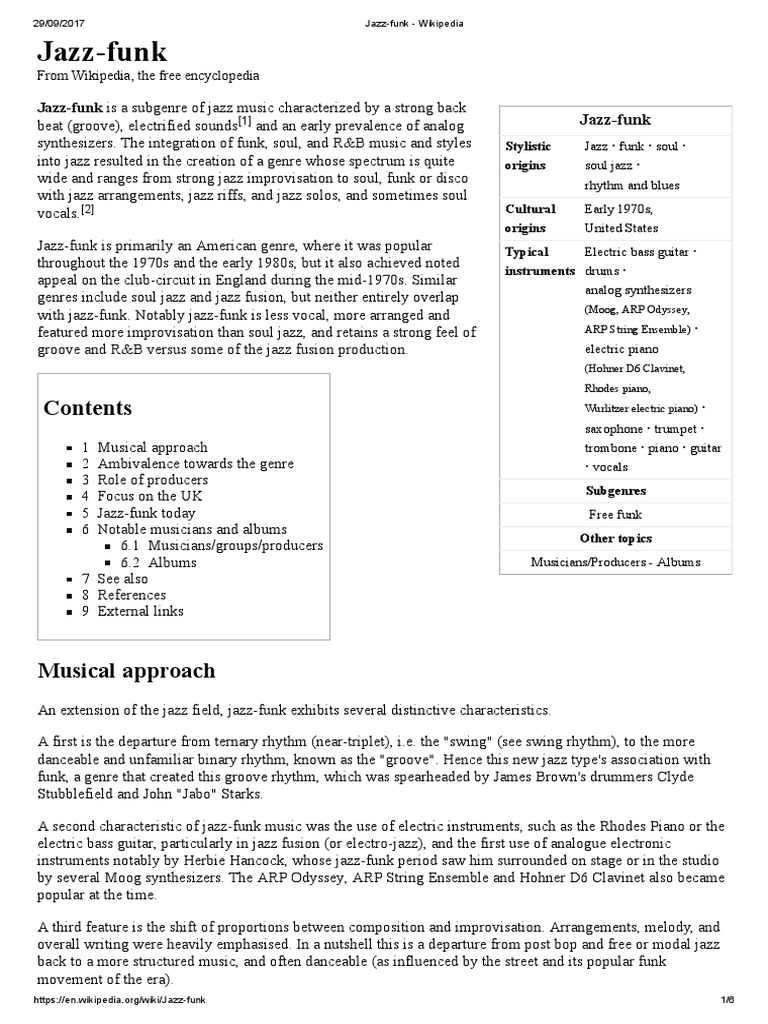 Jazz Funk Wikipedia | PDF | Jazz | American Styles Of Music