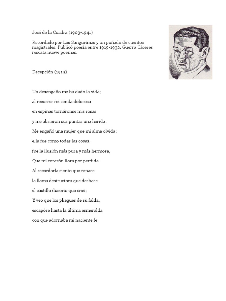 José de la Cuadra poeta ecuatoriano | PDF
