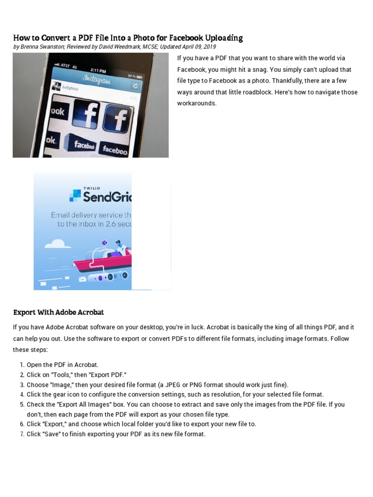 How To Convert A PDF File Into A Photo For Facebook Uploading | PDF ...