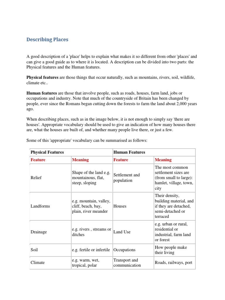 Describing Places | PDF | Wedding | Tourism