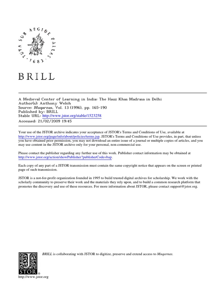 Anthony Welch - The Huz Khas Madrasa in Delhi | PDF | Religion And Belief