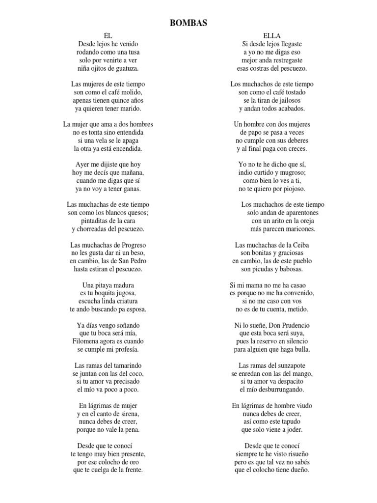 Bombas Folklóricas Hondureñas | PDF | Naturaleza