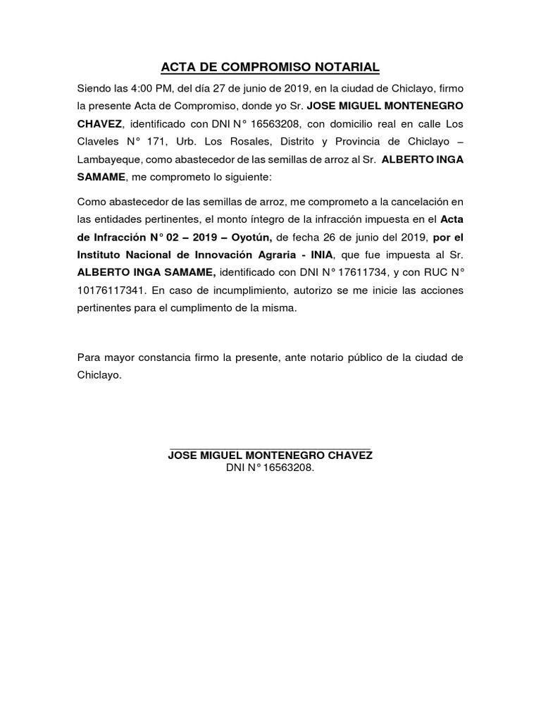 1.-Acta de Compromiso de Pago de Multa | PDF