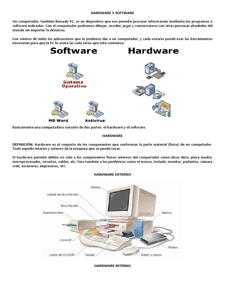 Hardware y Software | PDF | Periférico | Hardware de la computadora