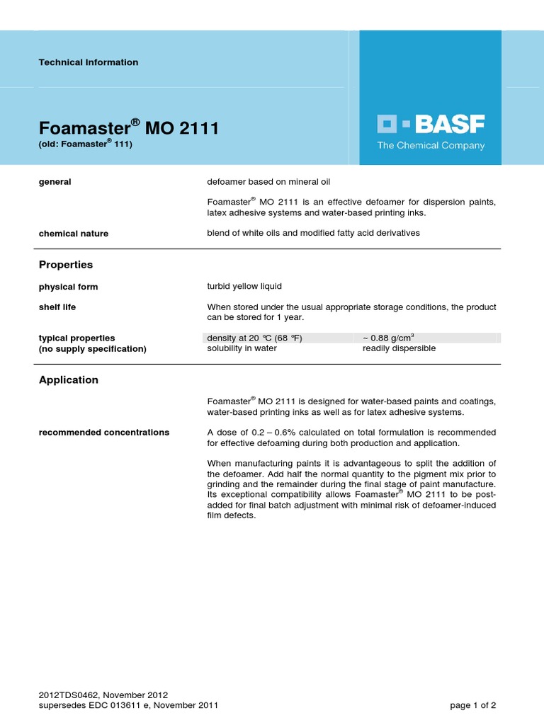 Foamaster Mo 2111 | PDF | Paint | Chemistry