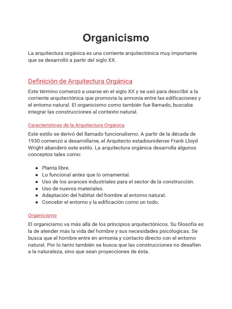 Organicismo | PDF | Diseño arquitectonico | Arquitectura