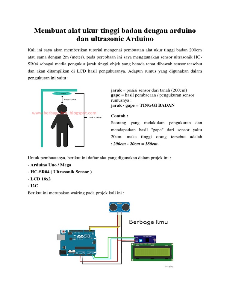 Membuat Alat Ukur Tinggi Badan Dengan Arduino Dan Ultrasonic Arduino | PDF