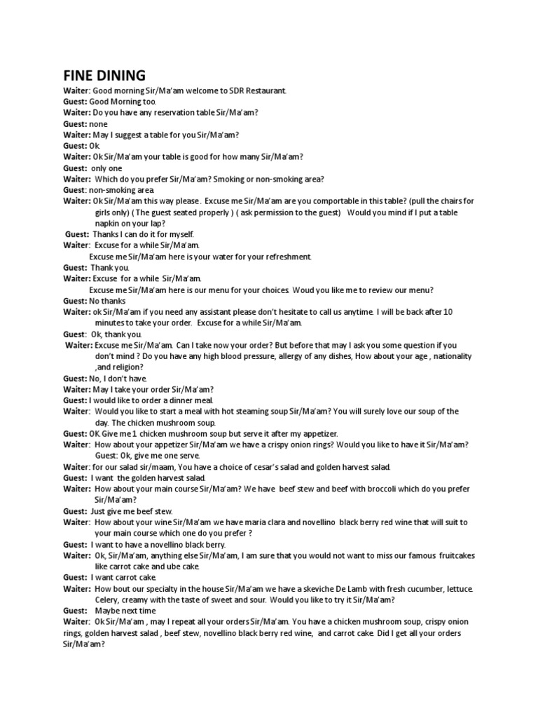 Fine Dining | PDF | Waiting Staff | Hors D'oeuvre
