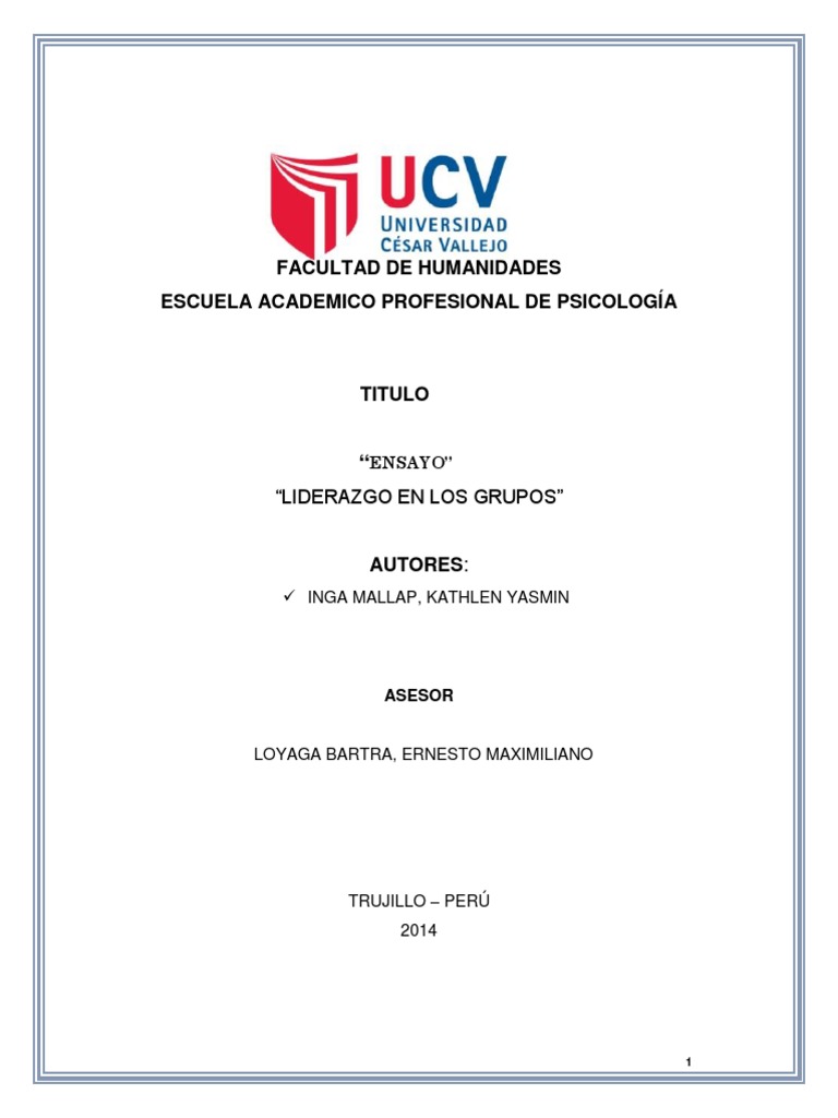 Carátula Ucv | PDF | Liderazgo | Teoría